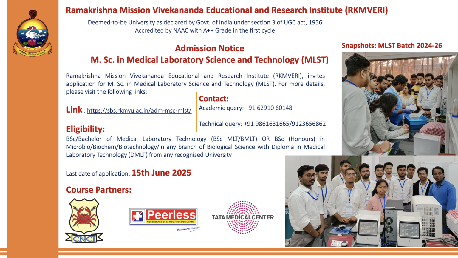 Admission to MSc in Medical Laboratory Science and Technology (MLST or ...